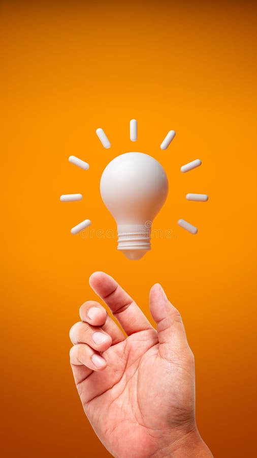 Hand with Light Bulb, Idea Concept, 3D Stock Illustration ...