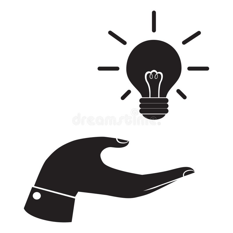 Hand with a Light Bulb. Vector Illustration Decorative Design Stock ...