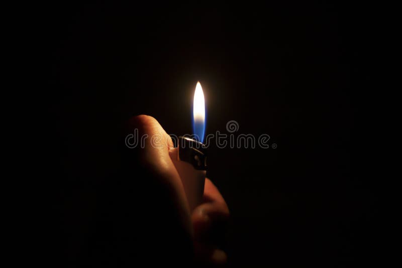 Hand with a Lighter in the Dark Stock Image - Image of hand, fire ...