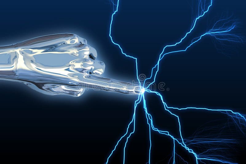 Strong Lightning Power from Forefinger Tip Stock Image - Image of ...