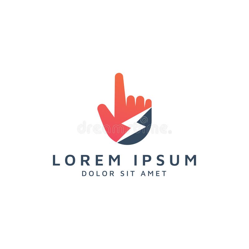 Hand and Lightning Negative Space Logo Design Stock Vector ...