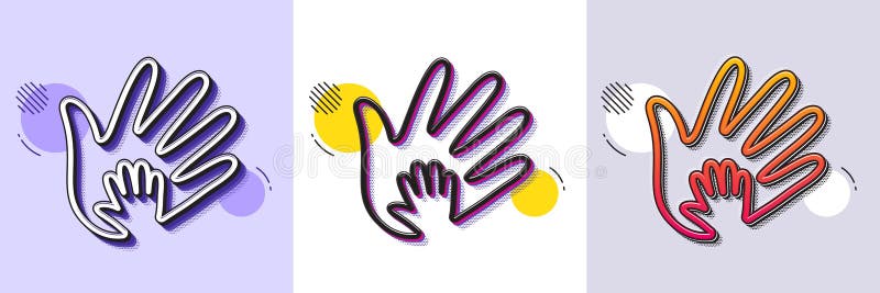 Hand Line Icon. Social Responsibility Sign. Halftone Dotted Pattern ...