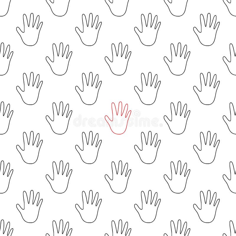 Hand Line Icon Vector Illustration Seamless Pattern on White Background ...
