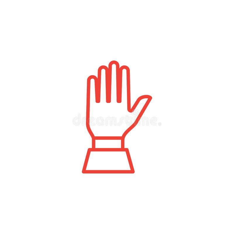 Hand Line Red Icon on White Background. Red Flat Style Vector ...