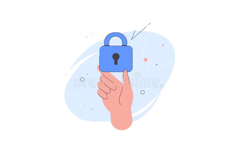 Hand Holding Lock. Cyber Security Hand Holding Padlock Vector ...
