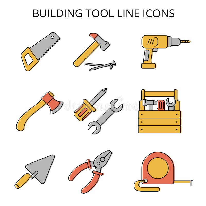 Hand Locksmith Tools. Set of Vector Sketch in Flat Style Stock Vector ...