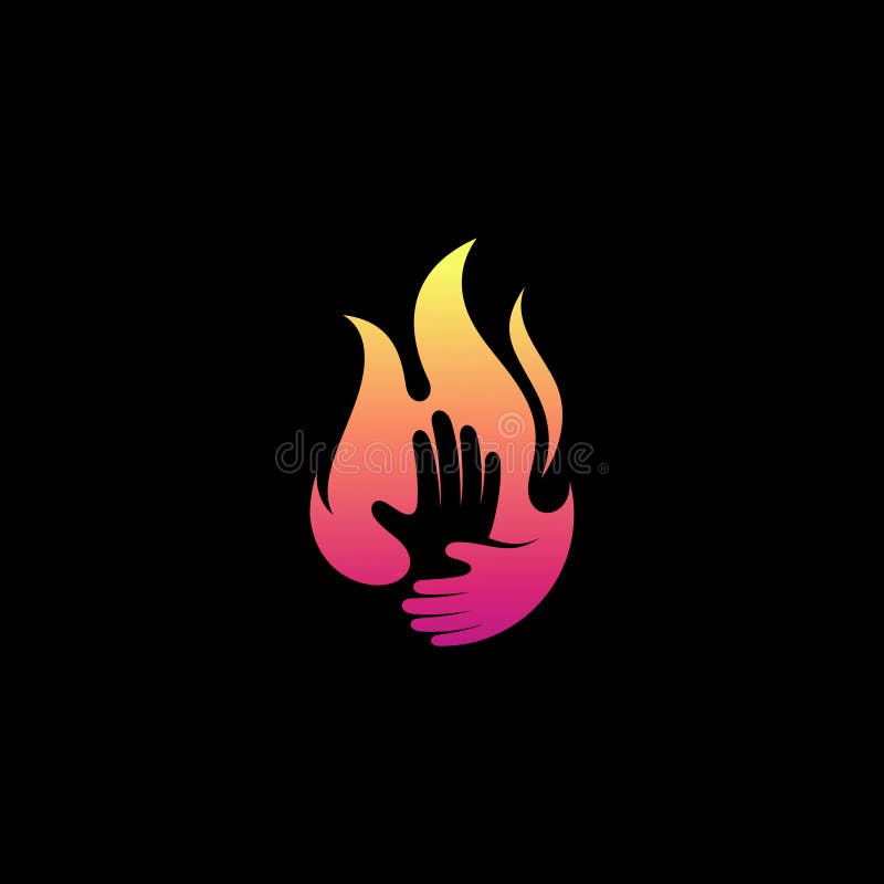 Hand Logo and Fire Design Combination, Danger Icon Stock Vector ...