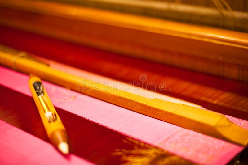 Hand Loom Shuttle Pink Textile Stock Photo - Image of close, indian ...