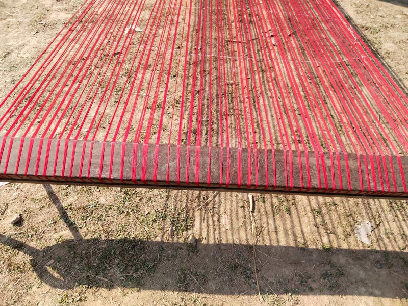 Hand Loom Silk Threads Spread Out To Dry in the Sun on a Bright, Sunny ...