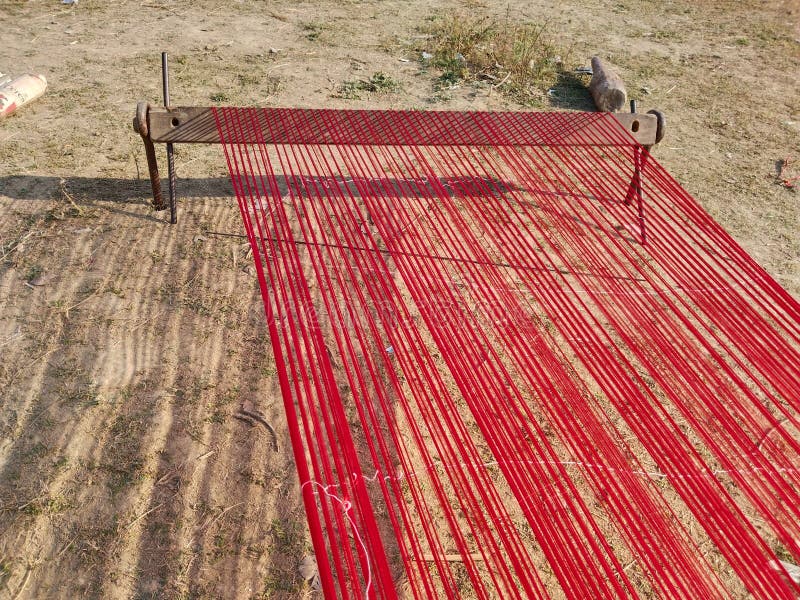 Hand Loom Silk Threads Spread Out To Dry in the Sun on a Bright, Sunny ...