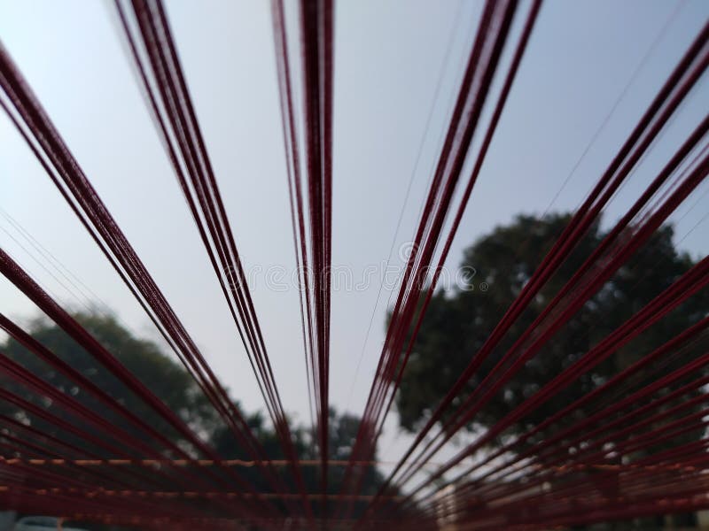 Hand Loom Silk Threads Spread Out To Dry in the Sun on a Bright, Sunny ...