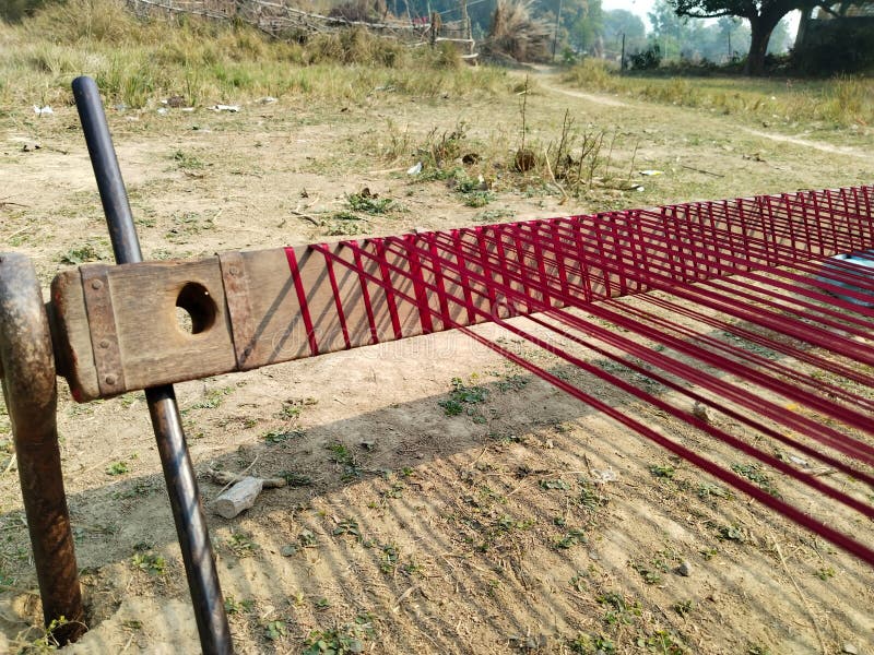 Hand Loom Silk Threads Spread Out To Dry in the Sun on a Bright, Sunny ...