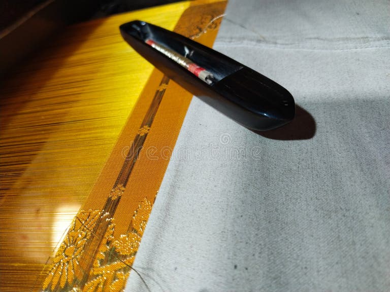 Hand Loom Tool Weaving Shuttle and Thread Roll on Banarasi Silk Cloth ...