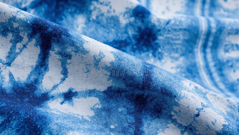 Hand Loomed Indigo Cotton Fabric Showing Unique Dye Patterns Stock ...