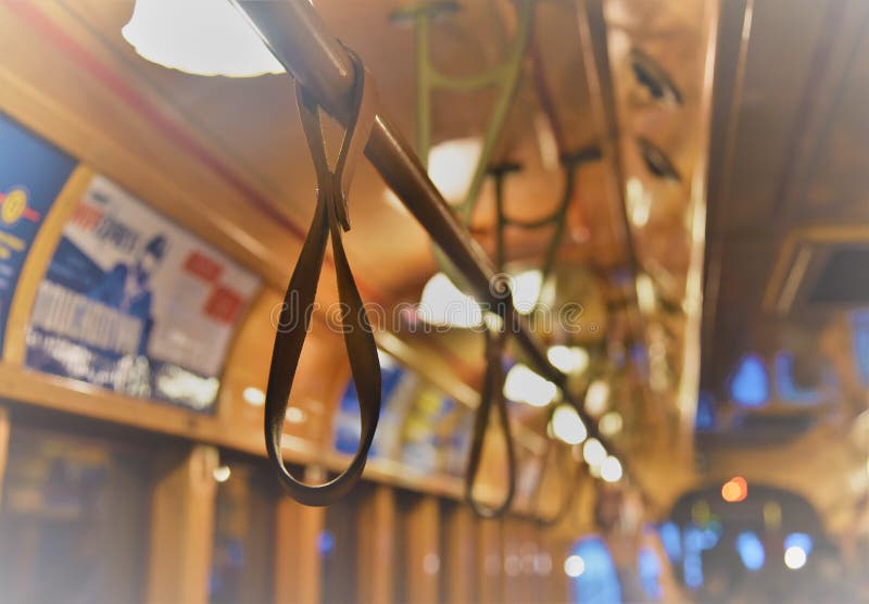 Hand loops in Tram stock image. Image of stand, safety - 136561179
