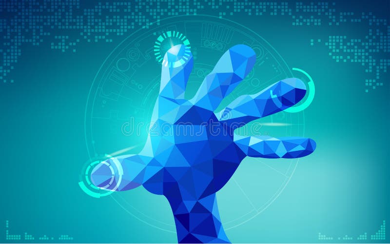 Electronic hand touching stock vector. Illustration of design - 111003508