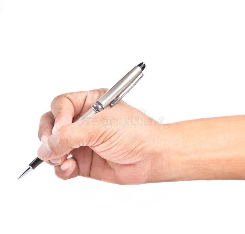 Hand with Luxury Pen Isolated on White Stock Image - Image of ...