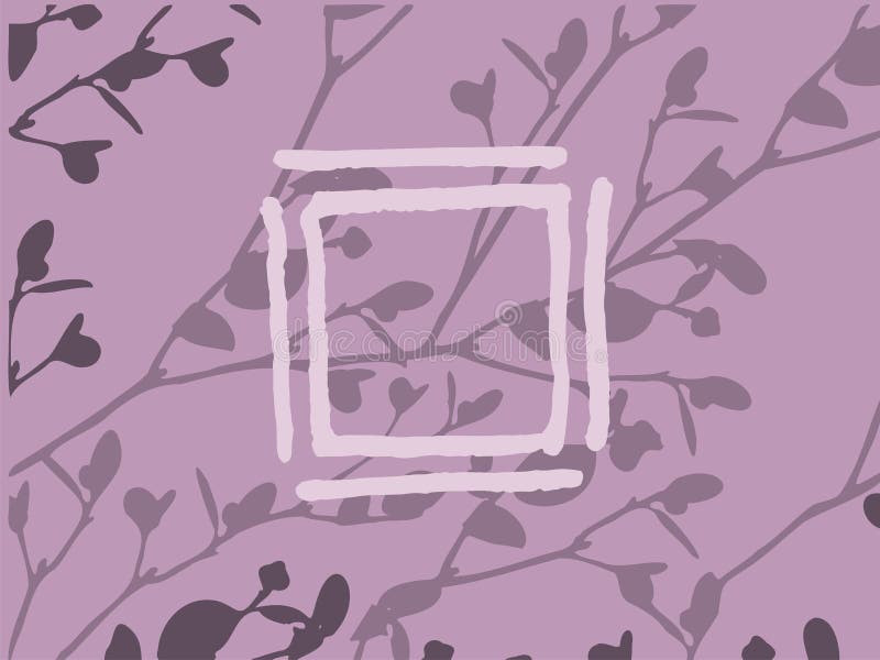 Hand Made Abstract Branch with Leaves Pattern. Abstract Grunge Square ...