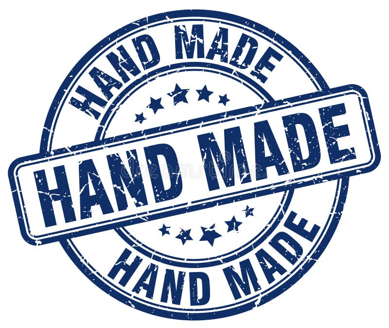 Hand Made Blue Grunge Round Rubber Stamp Stock Vector - Illustration of ...