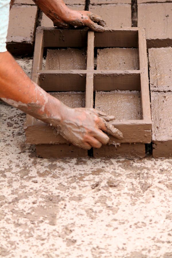 Hands of Worker Making Bricks Stock Image - Image of making, worker ...