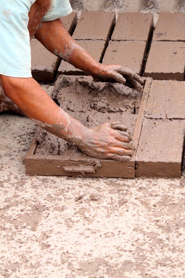 Worker making bricks stock image. Image of clay, frame - 14096011