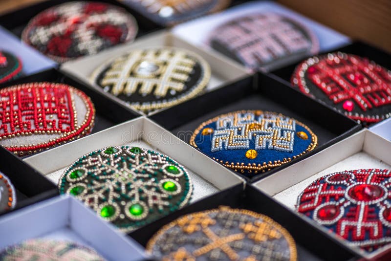 Hand made brooches stock photo. Image of tamboured, pattern - 80571604