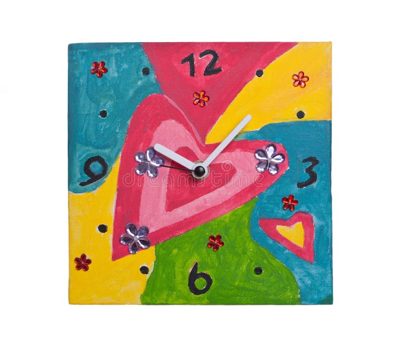 Clock hand made stock image. Image of yellow, decor, blue - 30298569