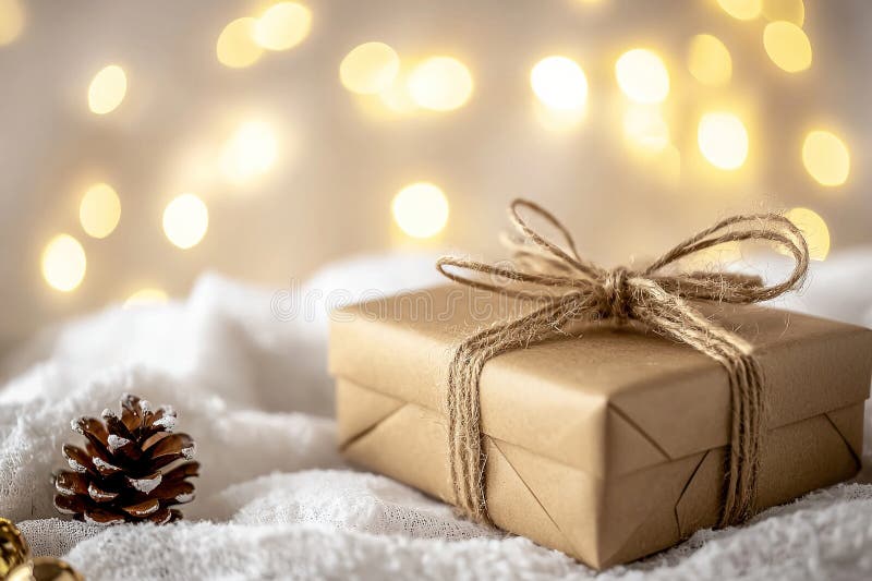 Hand Made Christmas Gift Box Packaging. Christmas and Winter Holidays ...