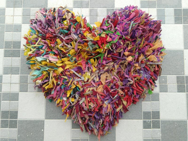 Hand Made Colourful Heart by Waste Clothes Stock Image - Image of floor ...
