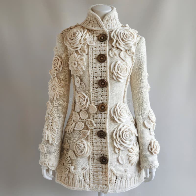 Hand Made Crochet Coat with Irish Lace Stock Image - Image of celebration, texture: 347028385