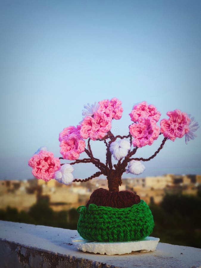 Hand Made Crochet Sakura Tree Stock Image - Image of green, spring ...