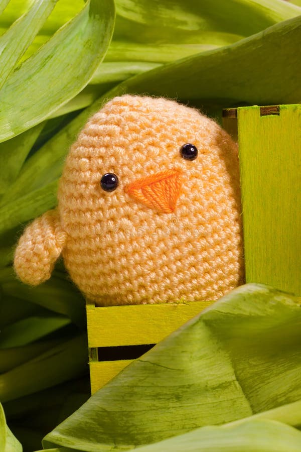 Hand Made Decoration with Chick and Tulip Stock Image - Image of march ...