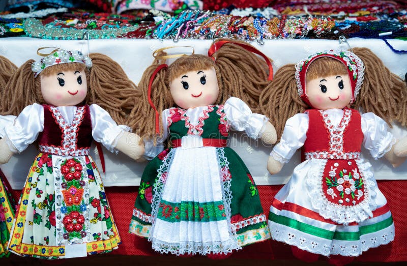 Hand Made Dolls Dressed in Romanian Traditional Folk Costumes Stock ...