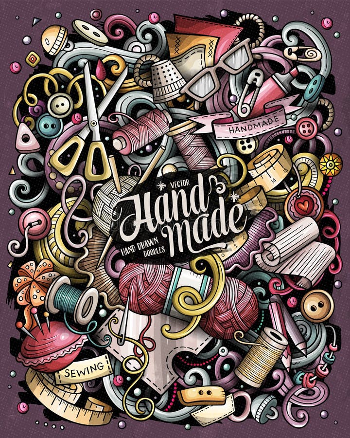 Hand Made Hand Drawn Vector Doodles Illustration. Handmade Poster ...