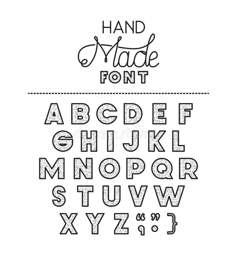 Hand made font alphabet stock vector. Illustration of print - 119196551