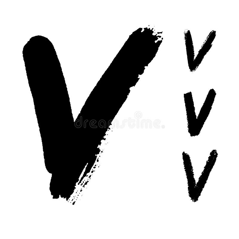 Hand Made Four Black Acrylic Validation V Icons. Stock Illustration ...