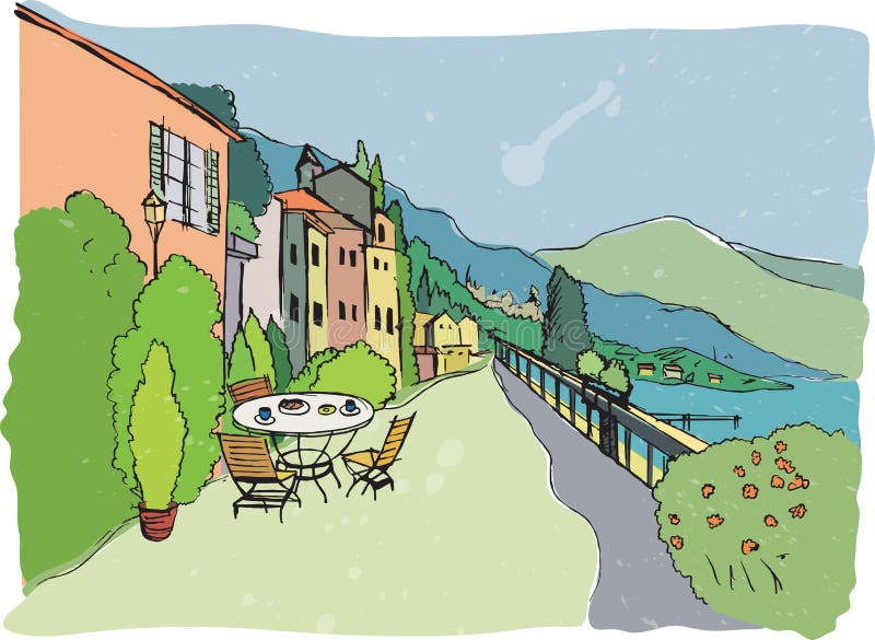 Hand Made Illustration of Italian Cafe Stock Vector - Illustration of ...