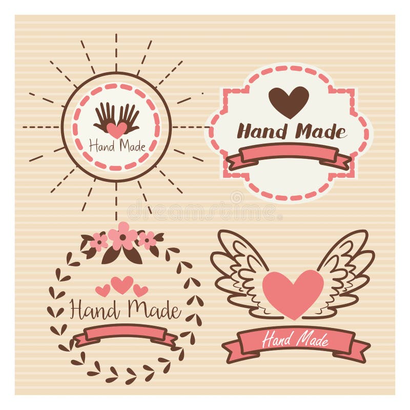 Hand Made Label, Handmade Crafts Workshop Stock Vector - Illustration ...