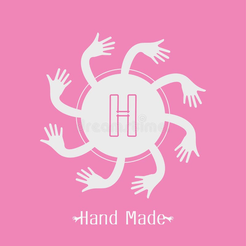 Hand Made Label in Line Art Trendy Style Stock Vector - Illustration of ...