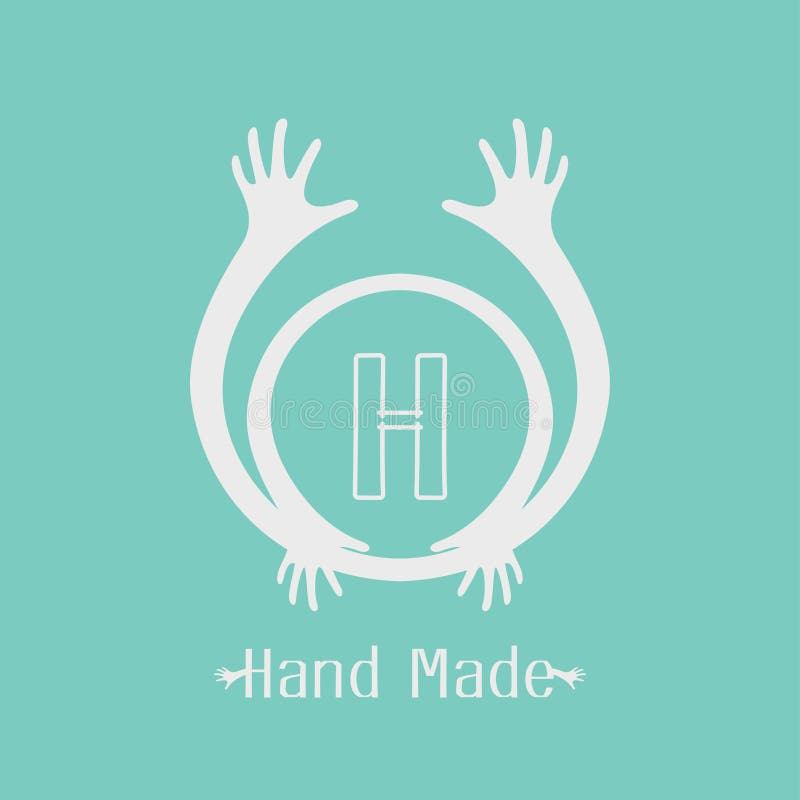 Hand Made Label in Line Art Trendy Style Stock Vector - Illustration of ...