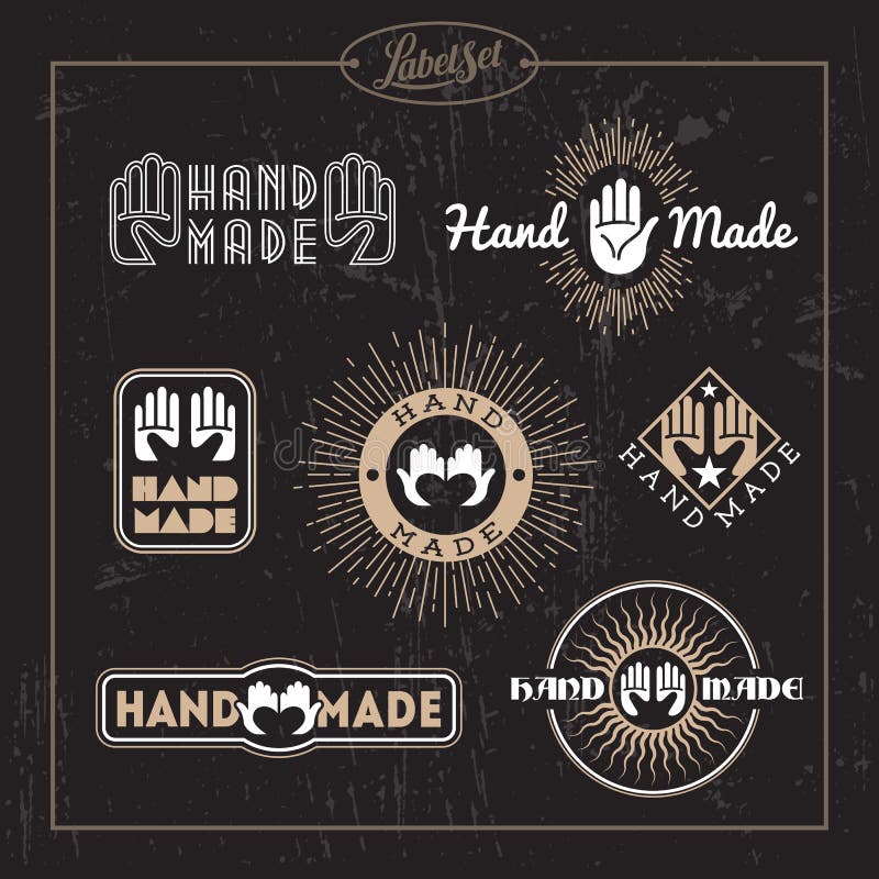 Hand made label set stock vector. Illustration of insignia - 59584918