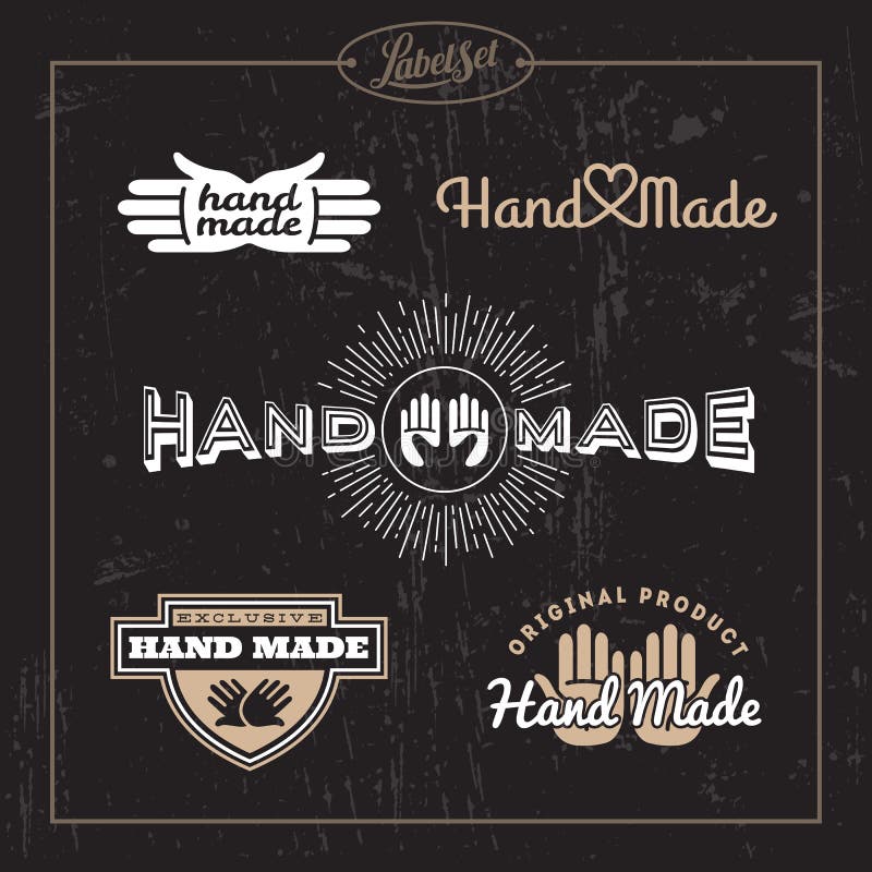 Hand made label set stock vector. Illustration of guaranty - 59584960