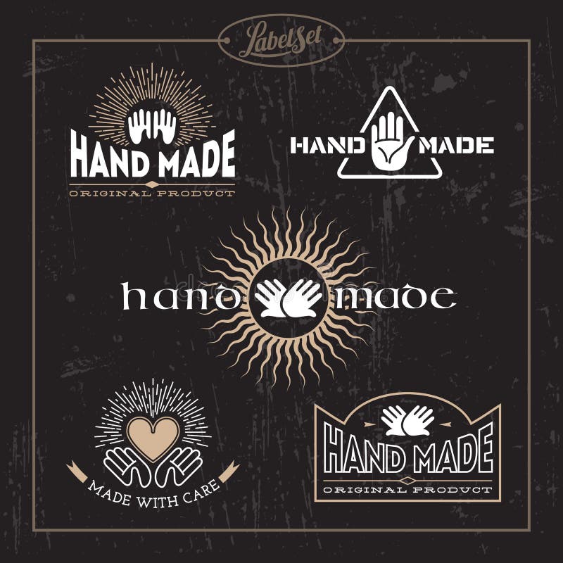 Hand made label set stock vector. Illustration of line - 59584969
