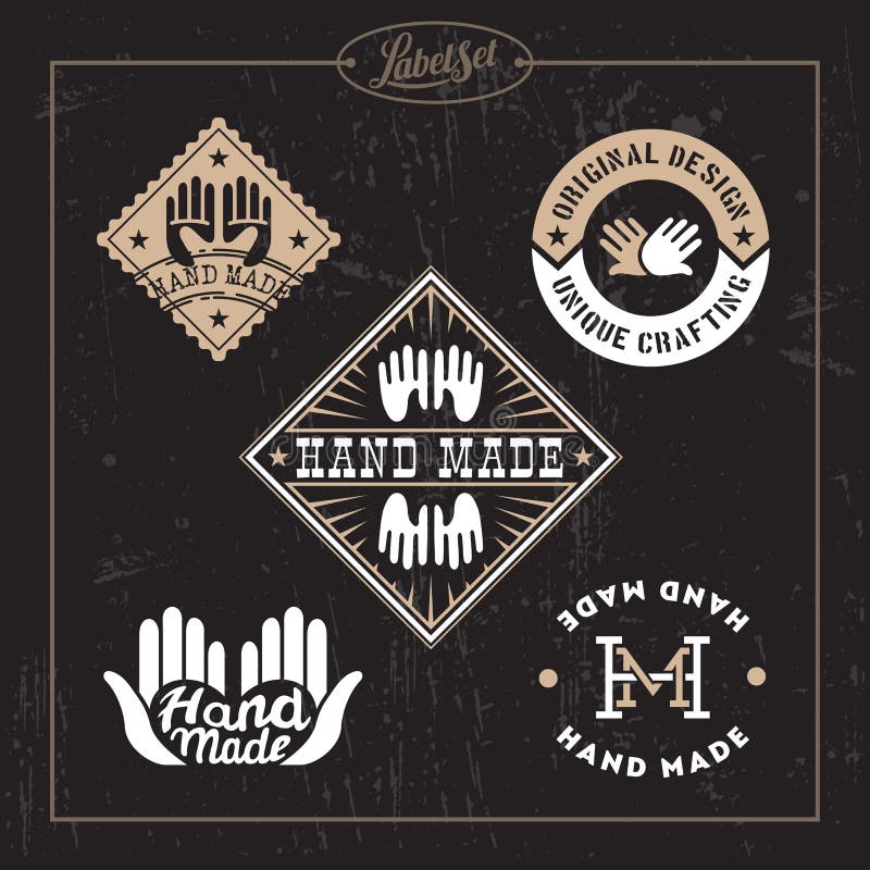 Hand made label set stock vector. Illustration of outline - 59585005