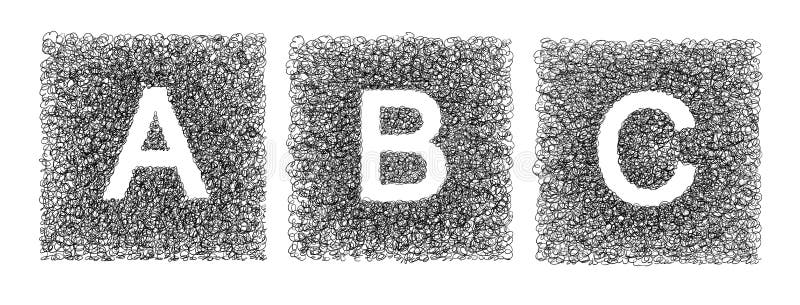 Hand Made Letter ABC Drawn with Graphic Pen on White Background Stock ...