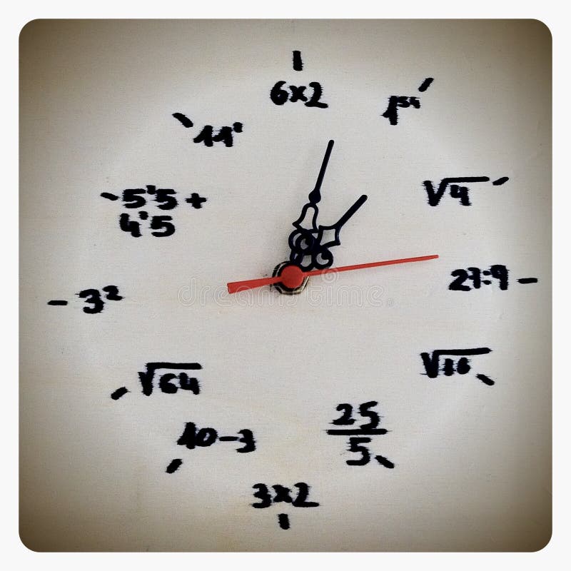 Hand made math clock stock photo. Image of second, time - 196612188