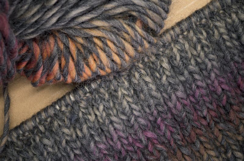 Hand Made Melange Wool Knitted Fabric Stock Photo - Image of needles ...