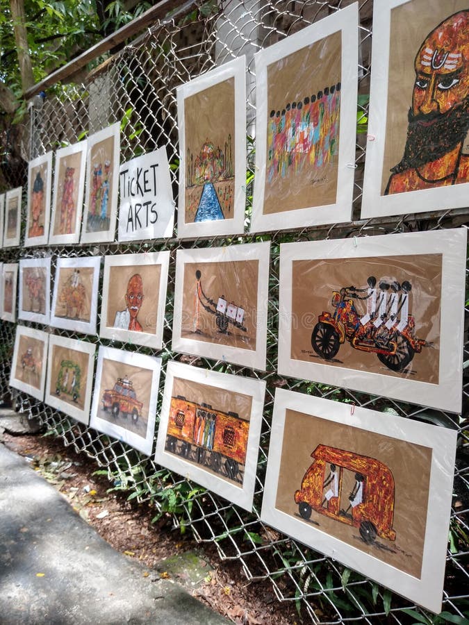 Hand Made Painting on Sales by Road Side on Footpath Editorial Stock ...