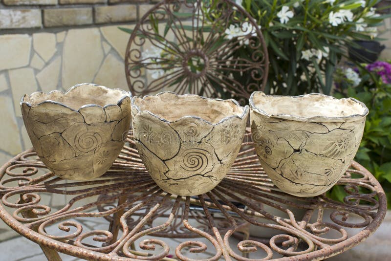 Hand made pottery stock photo. Image of beige, pottery - 251288784