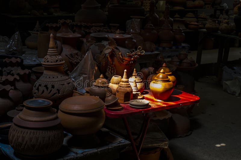 Hand made pottery in light stock image. Image of bowl - 167118719
